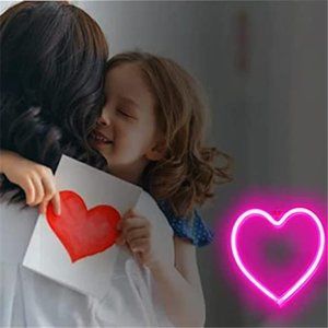 Party Supplies | Pink Heart Neon Sign Led Neon Light Battery Operated ...